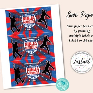 American Ninja Warrior Gable Box Label, Editable Sticker, Ninja Warrior ...