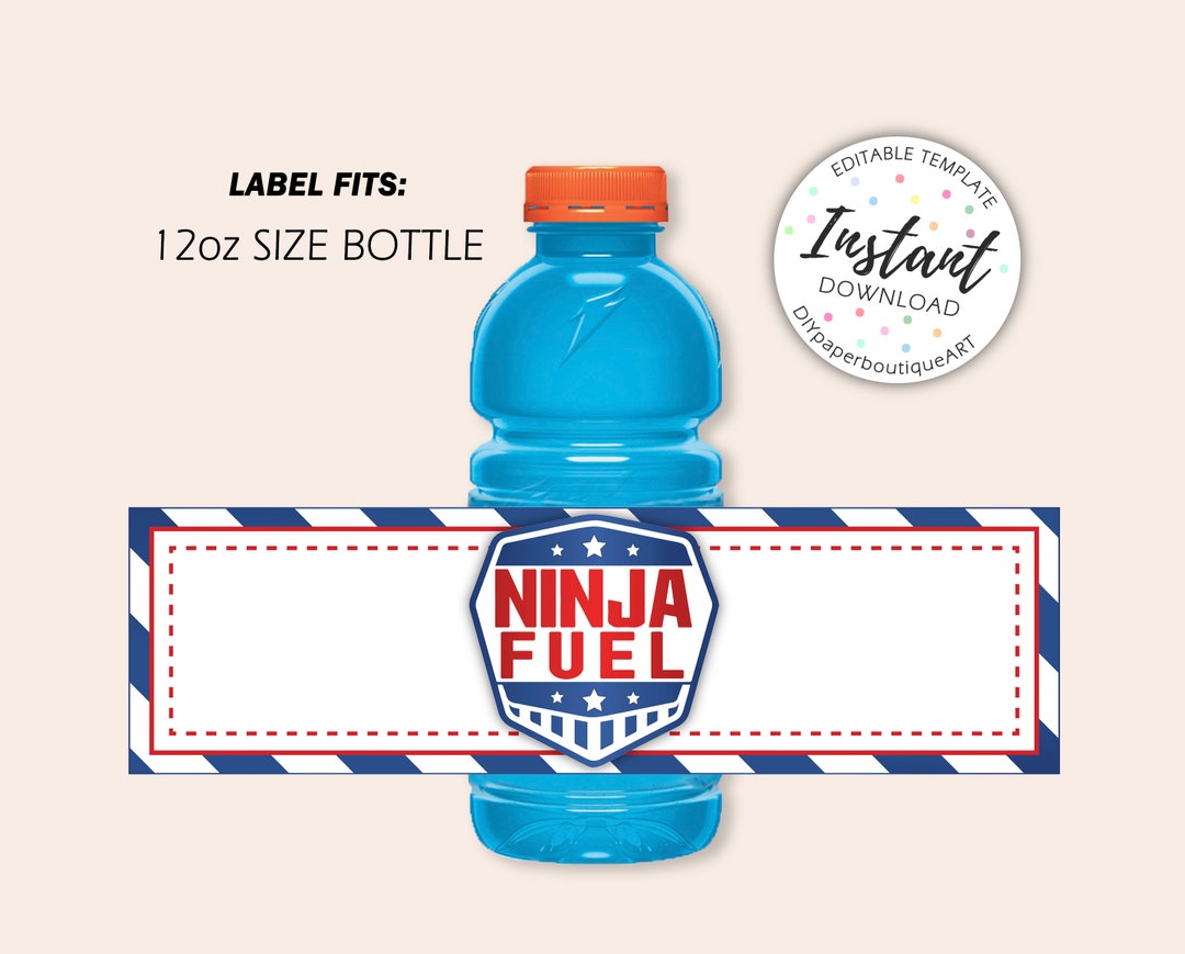 Ninja Fuel 12oz Gatorade Wrapper/label, Ninja Party Drink, Ninja ...