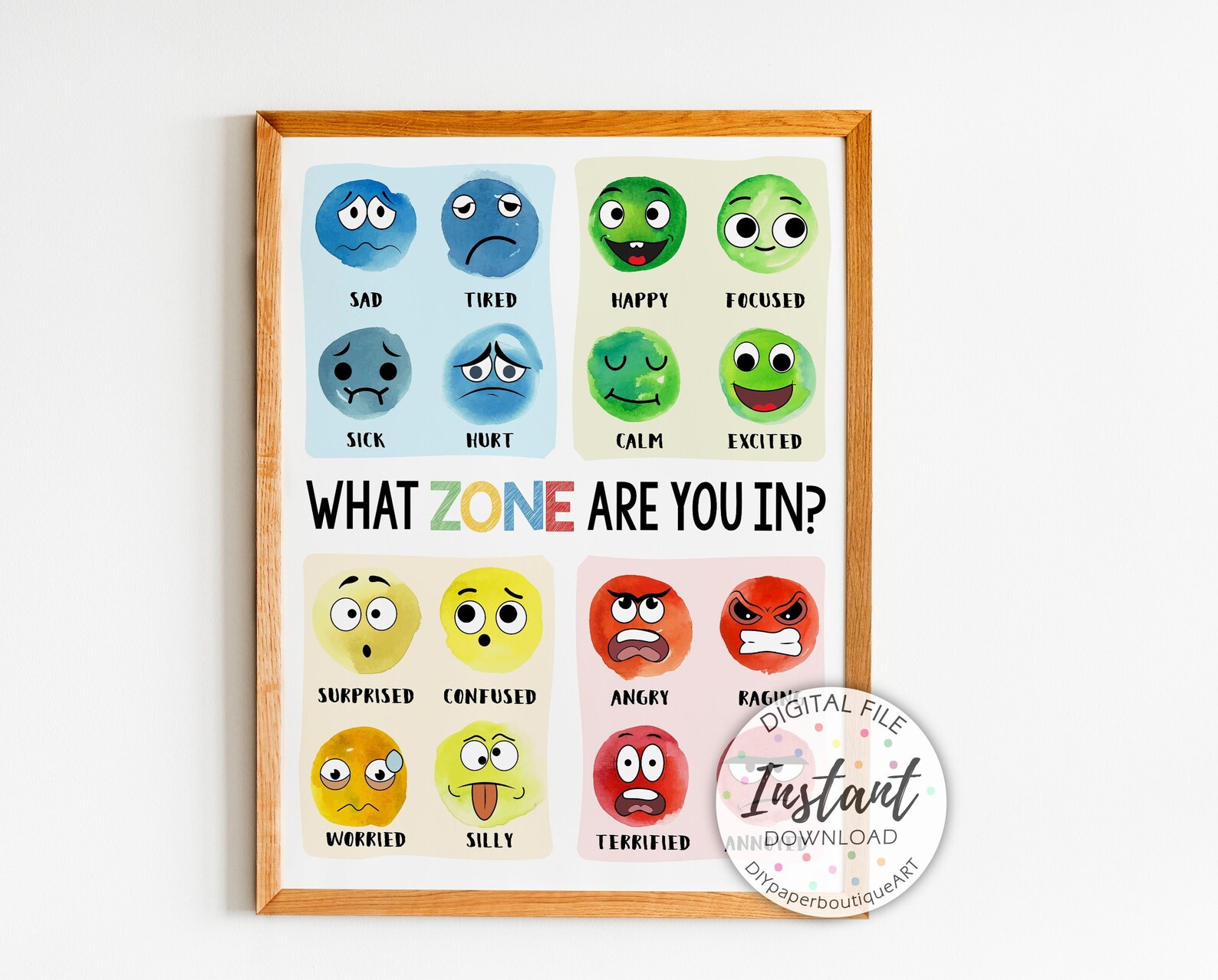 Zones of Regulation Poster, Self-regulation Zone Identification ...