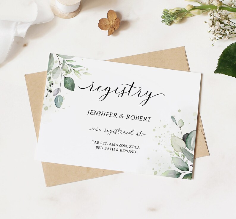 Wedding Registry Card Template Registry Card Greenery - Etsy