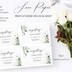 Wedding Registry Card Template, Registry Card, Greenery Registry Card ...
