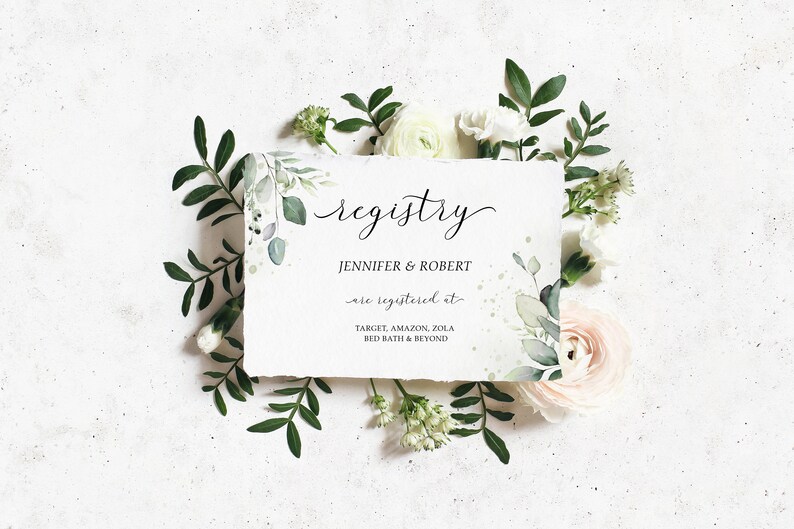 Wedding Registry Card Template Registry Card Greenery - Etsy