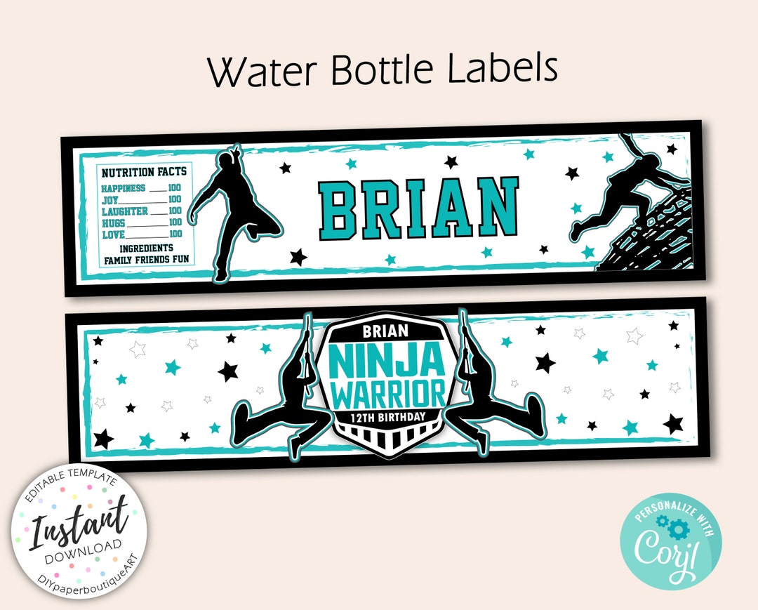 American Ninja Warrior Bottle Label Design / Ninja Warrior Labels ...