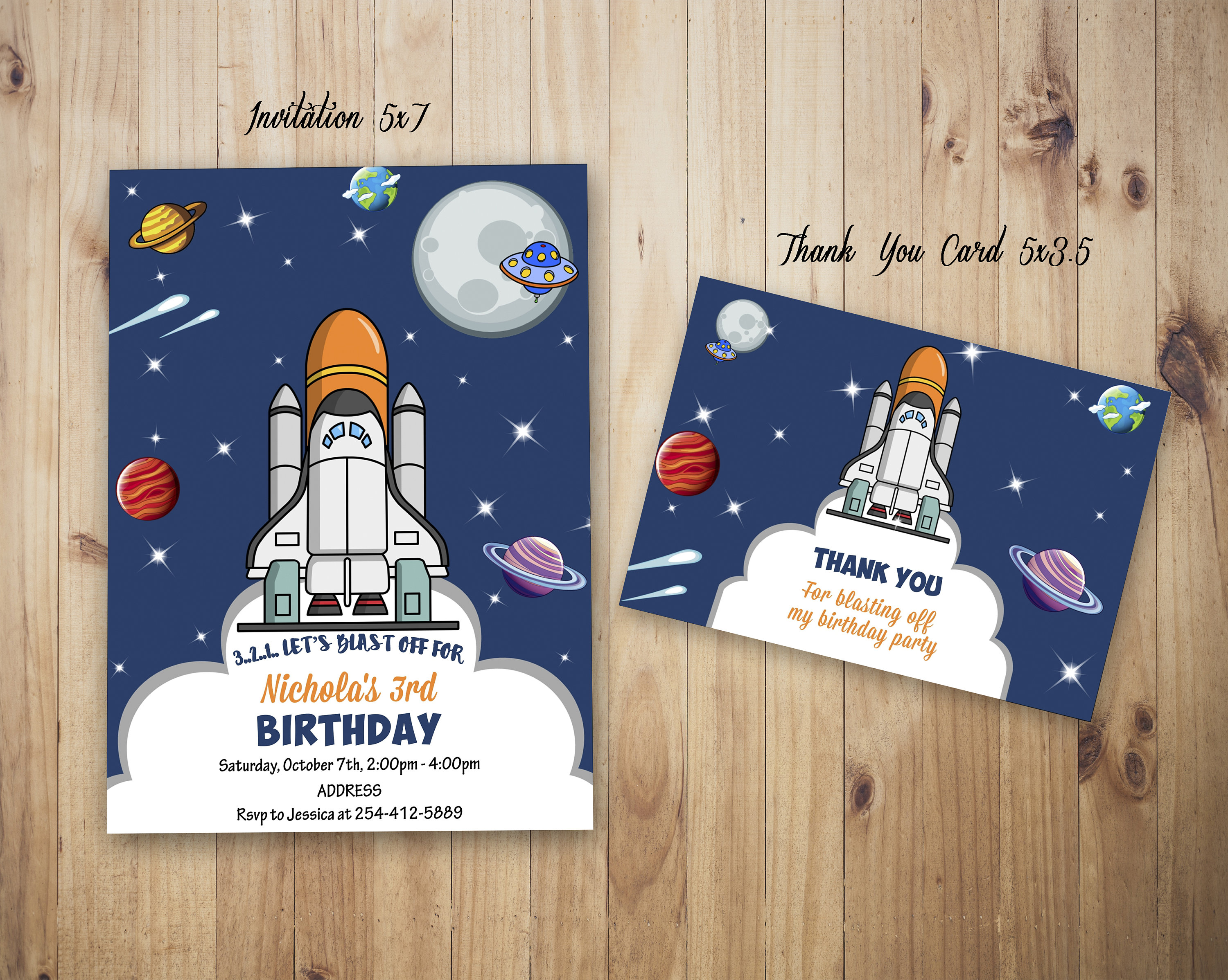 Invitación de cumpleaños espacial fiesta espacial fiesta de - Etsy España