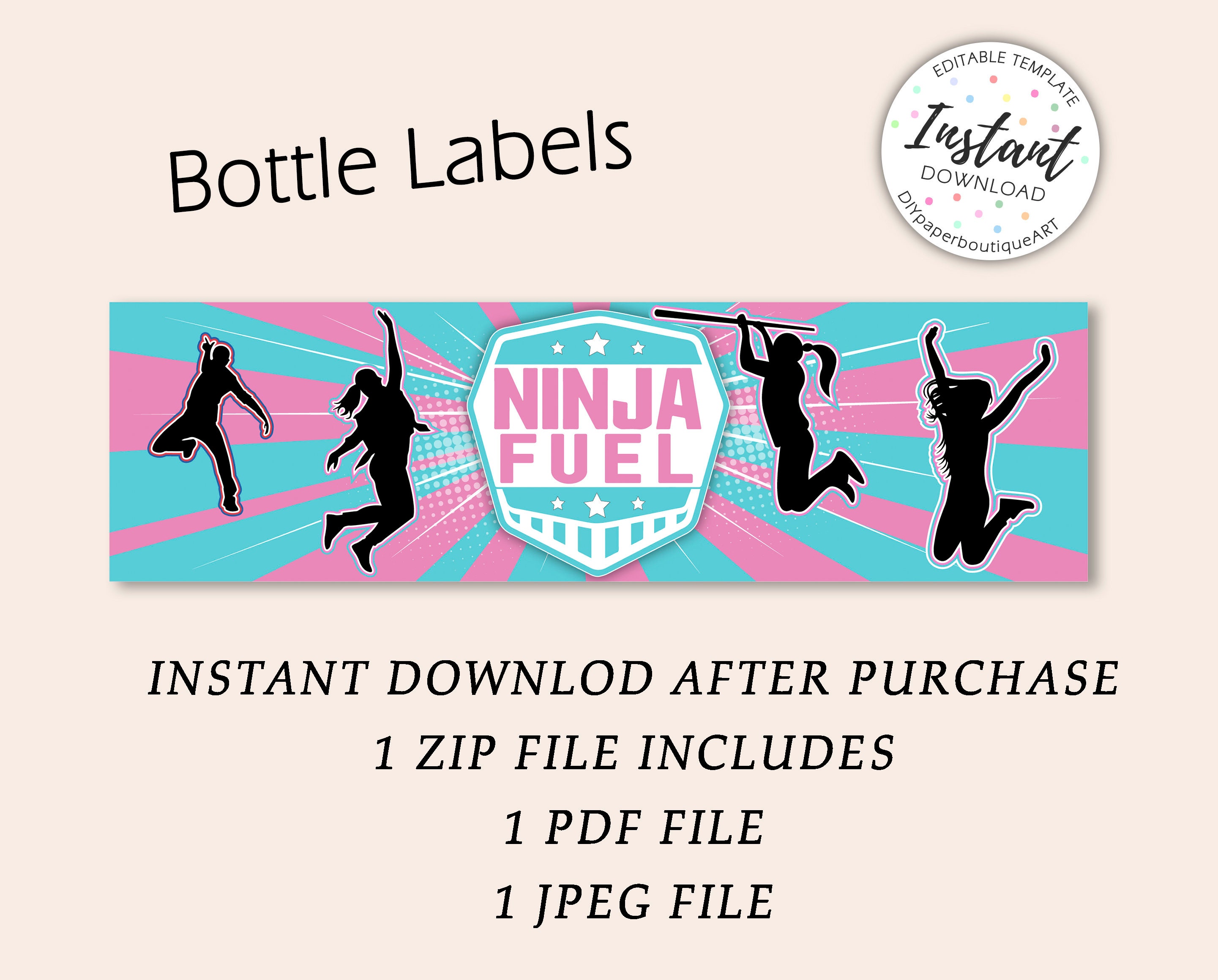 Ninja Fuel 12oz Gatorade Wrapper/label Ninja Party Drink - Etsy