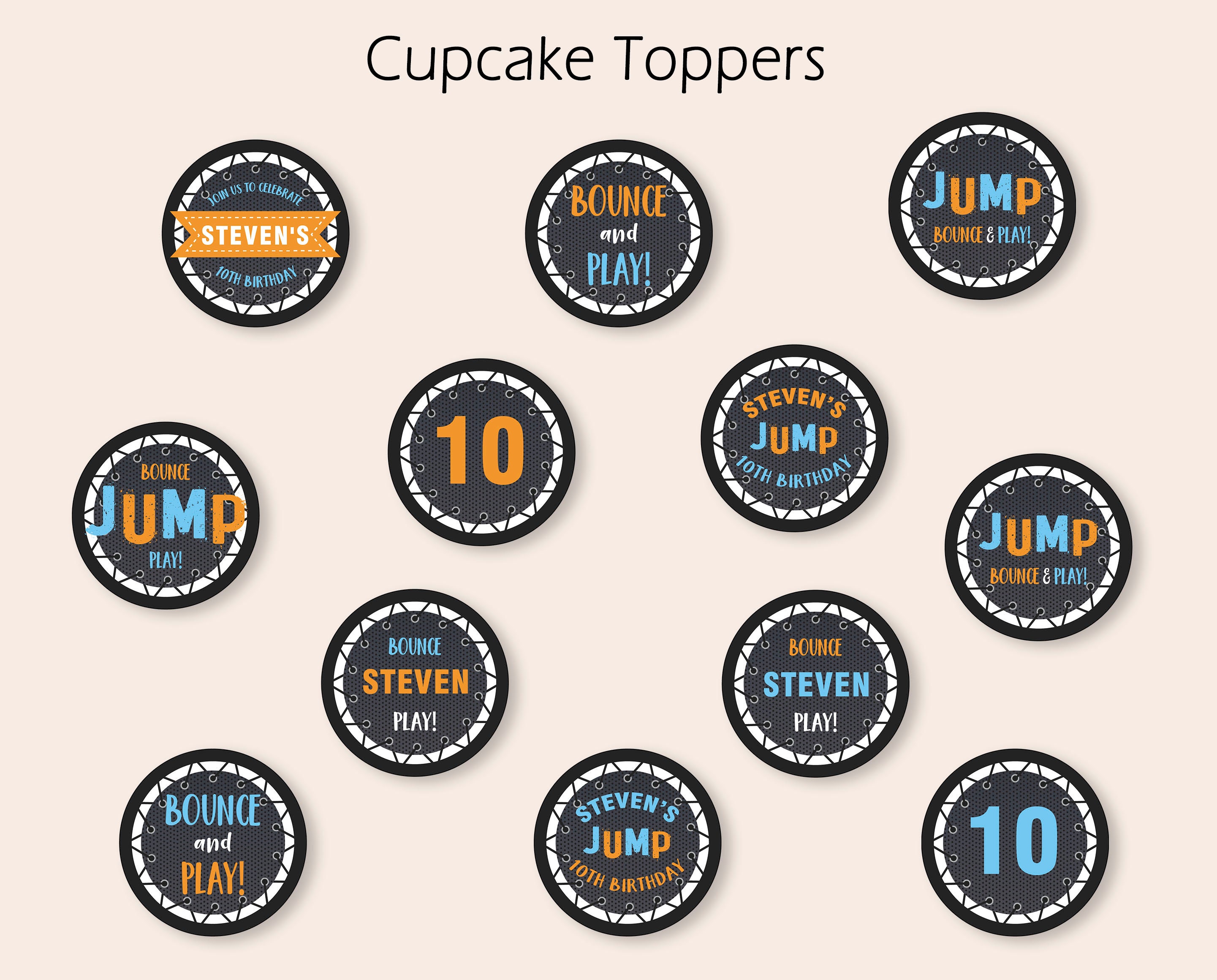 Jump Cupcake Toppers Jump Trampoline Toppers Jump Tags - Etsy