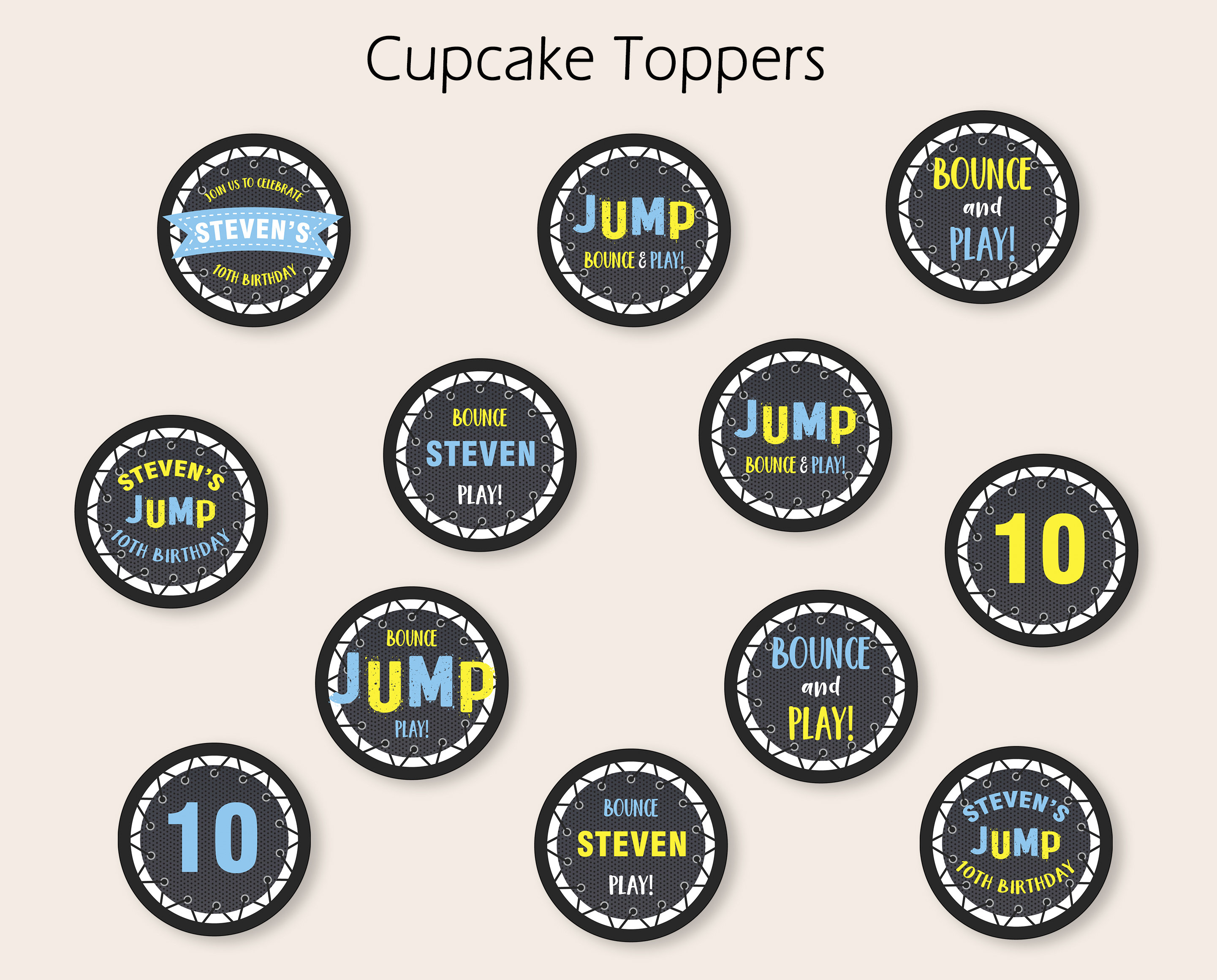 Jump Cupcake Toppers Jump Trampoline Toppers Jump Tags - Etsy