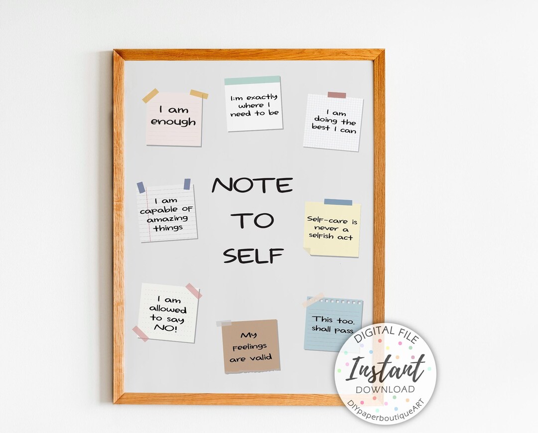 Note to Self Poster, Self Care Poster, Be Kind to Yourself, Daily Check ...