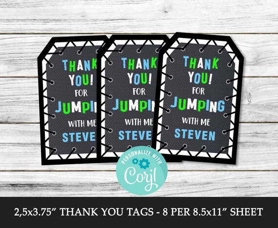 Jump Favor Tags Jump Trampoline Favor Tags Bounce House - Etsy
