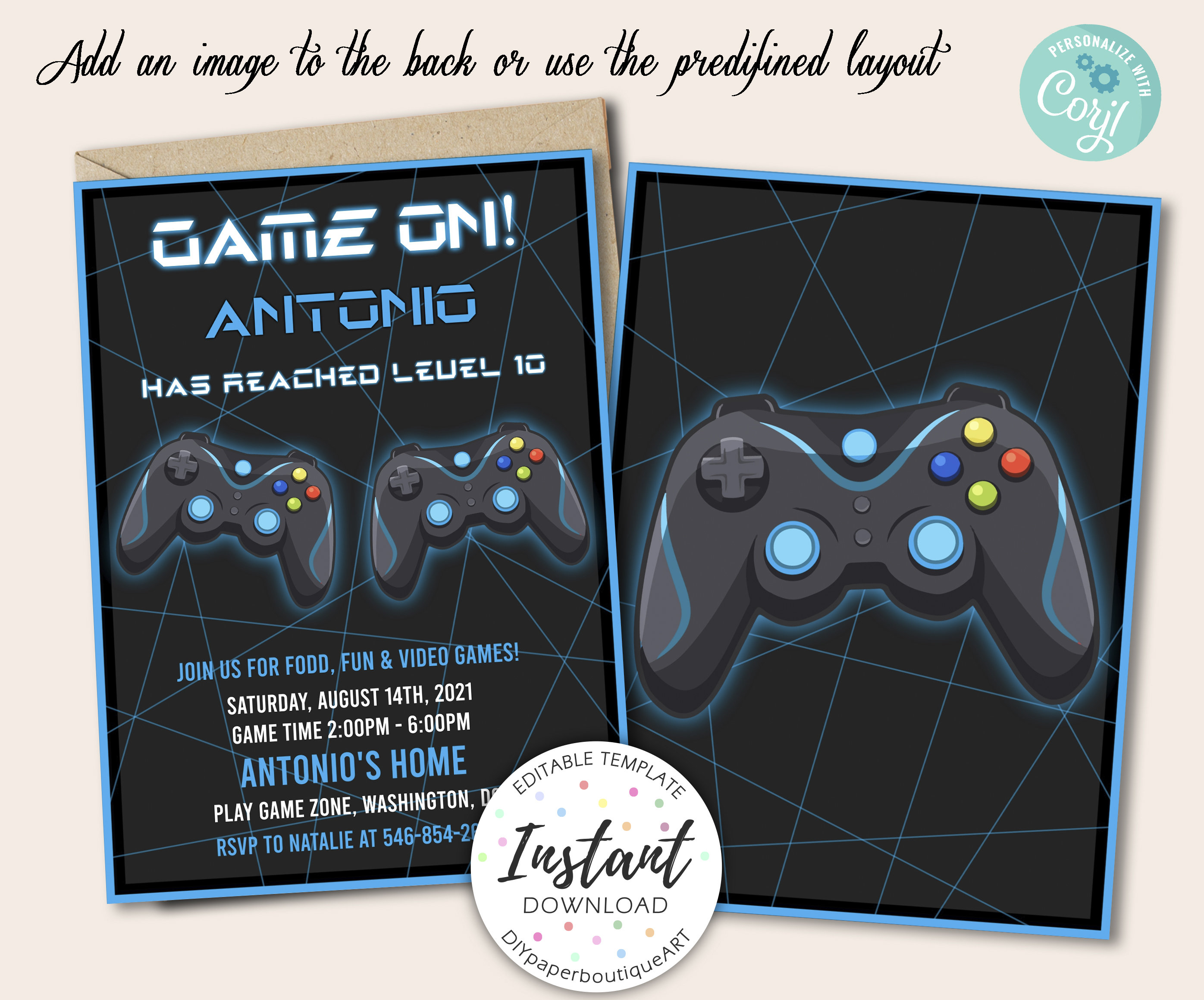 Video Game Invitation Video Game Party Birthday Invitation - Etsy