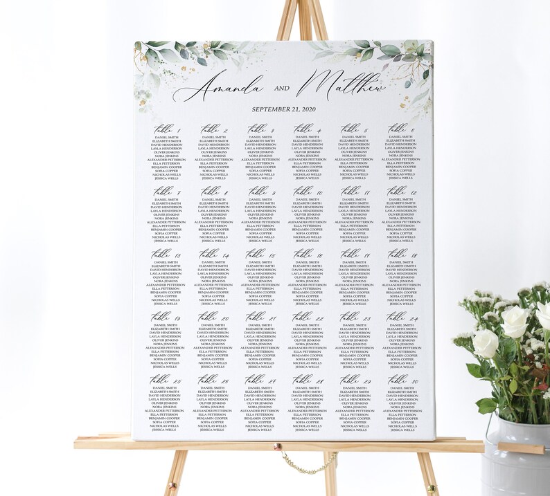 Wedding Seating Chart Alphabetical Wedding Seat Chart - Etsy