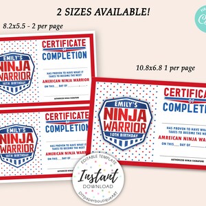 Ninja Warrior Certificate, Certificate of Completion, Course Completion ...