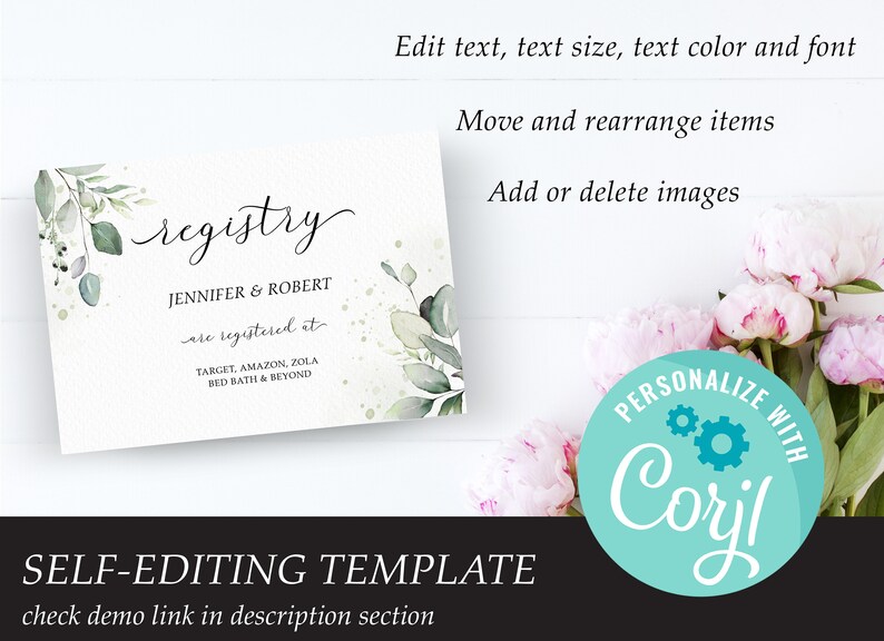 Wedding Registry Card Template Registry Card Greenery - Etsy