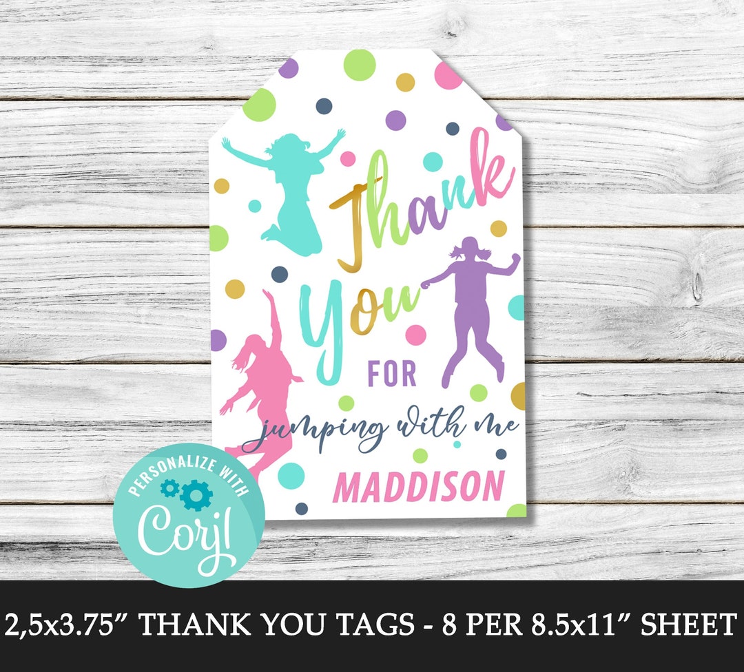 Jump Favor Tags, Jump Trampoline Favor Tags, Bounce House Favor Tags ...