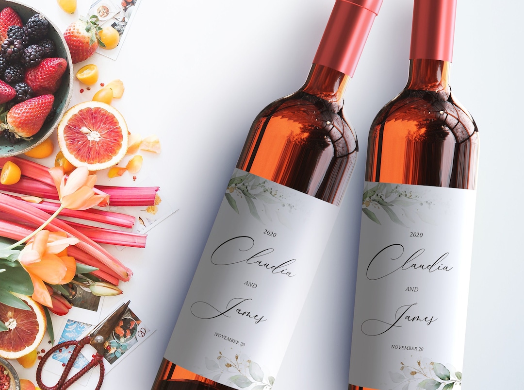 Wine Bottle Label Template, Wedding Wine Sticker, Bottle Label ...