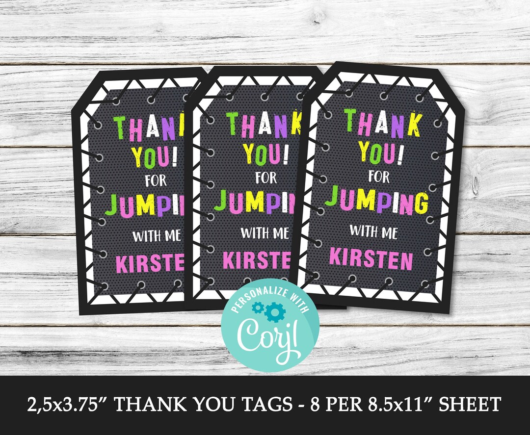 Jump Favor Tags, Jump Trampoline Favor Tags, Bounce House Favor Tags ...