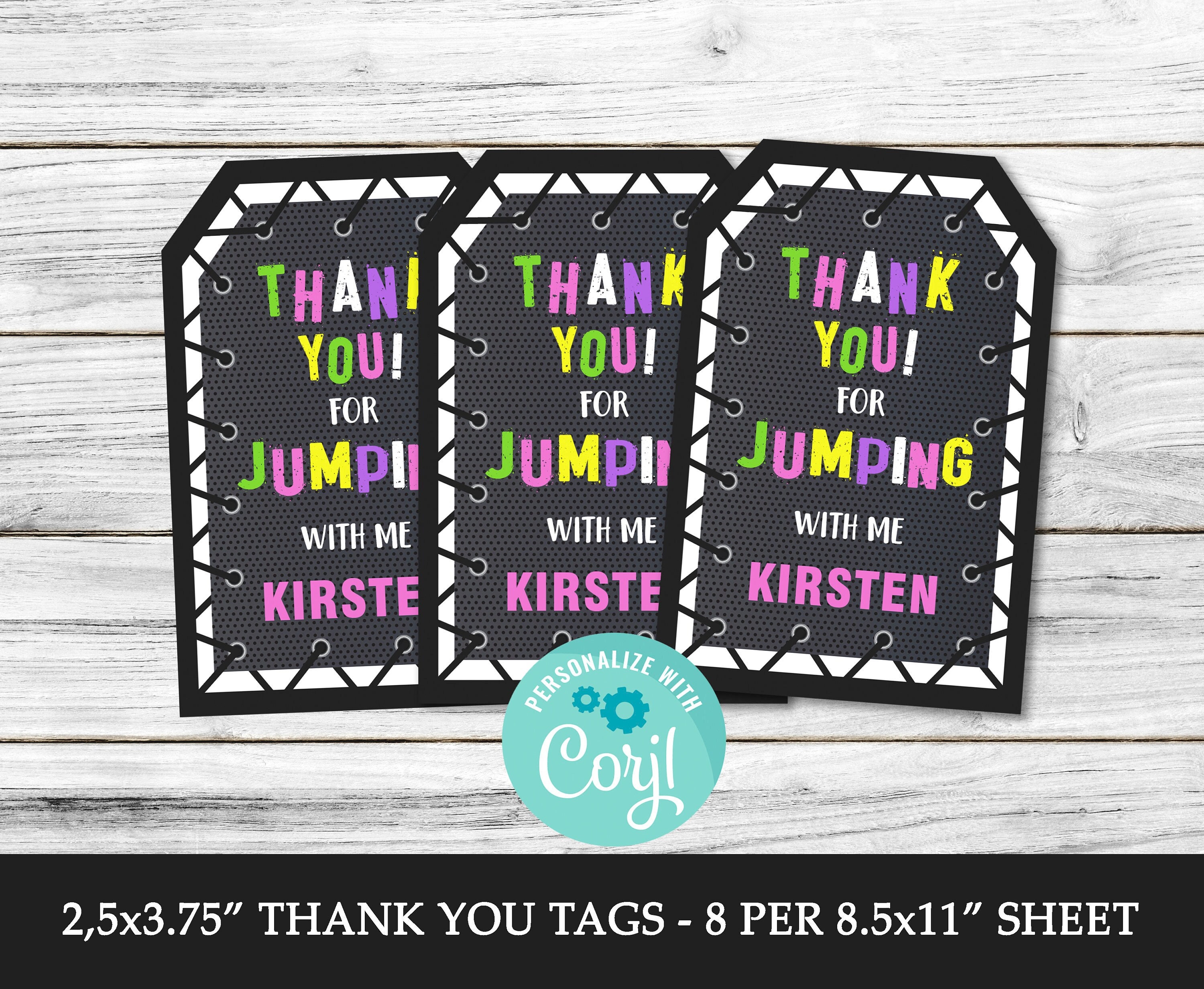 Jump Favor Tags Jump Trampoline Favor Tags Bounce House - Etsy
