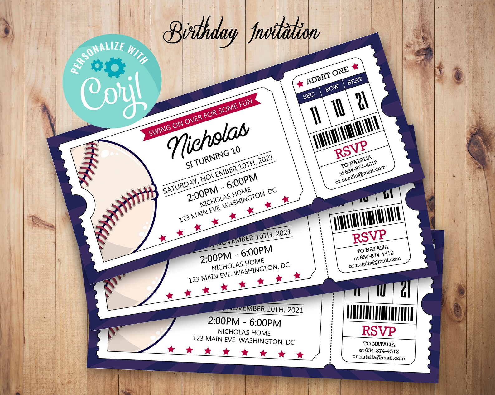 Baseball Ticket Invitation Rookie of the Year - Etsy