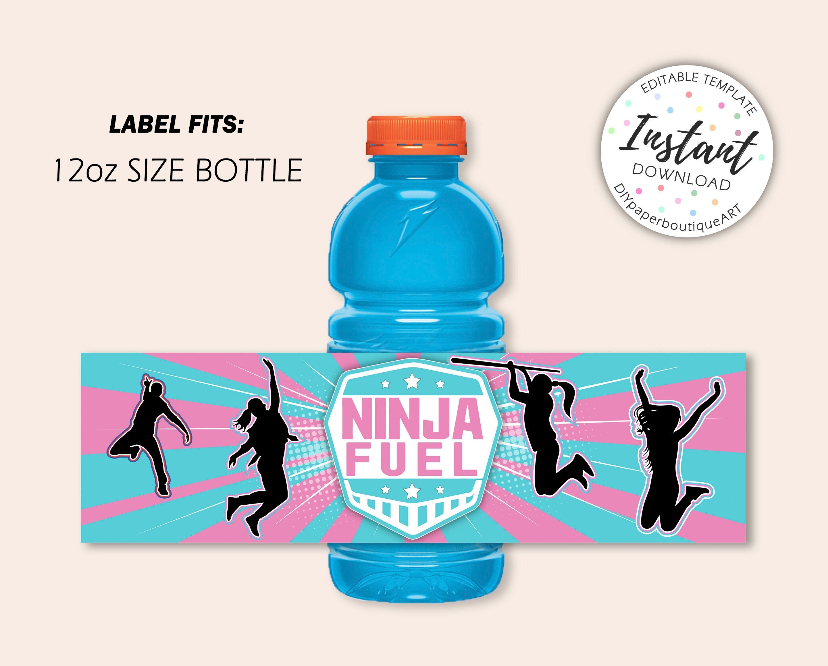 Ninja Fuel 12oz Gatorade Wrapper/label, Ninja Party Drink, Ninja Fuel ...