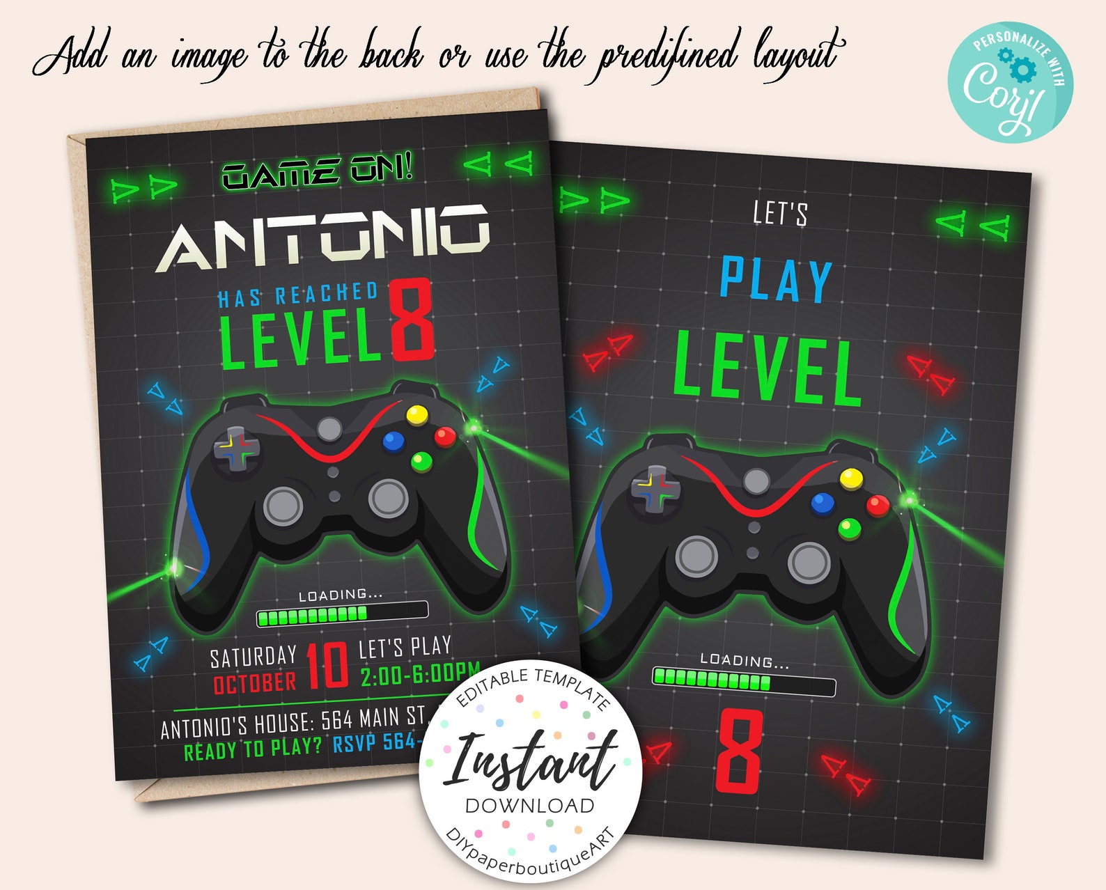 Video Game Invitation Video Game Party Birthday Invitation - Etsy