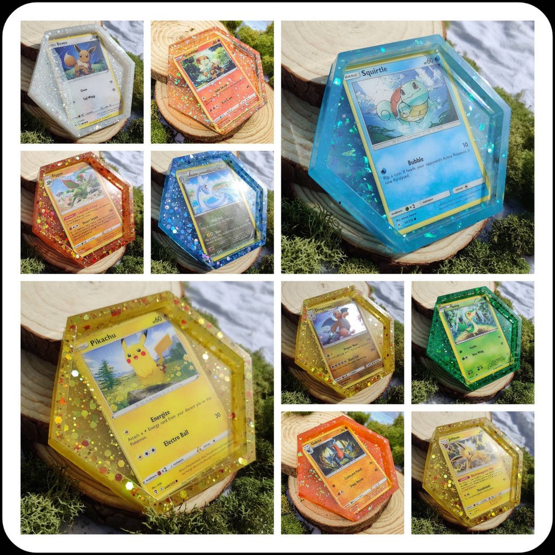 Custom Pokemon Card Epoxy Resin Coasters / Trinket Trays - Etsy