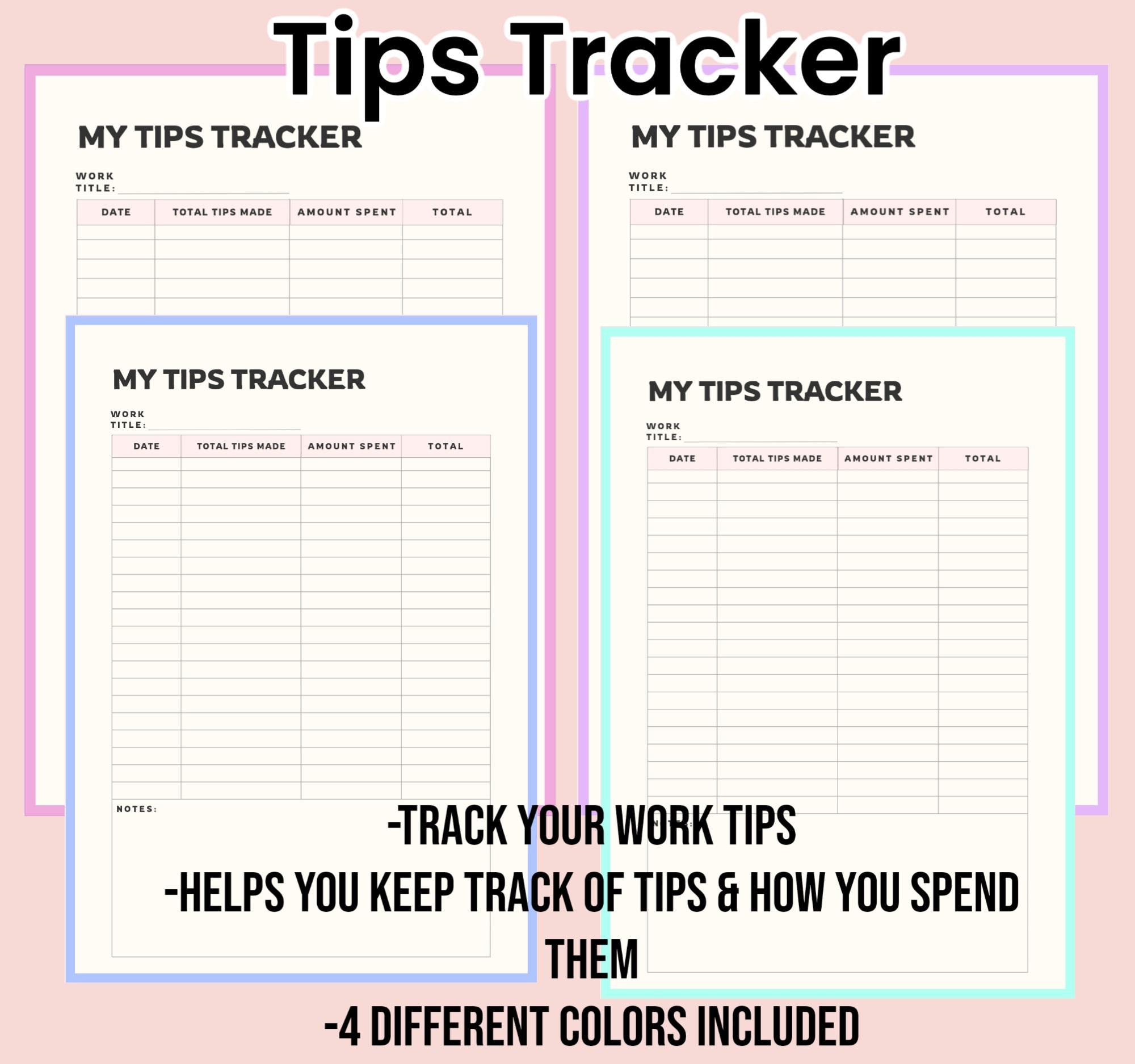 Tips Tracker | Tracker for Tips | Tracker | Keep Track of Tips ...