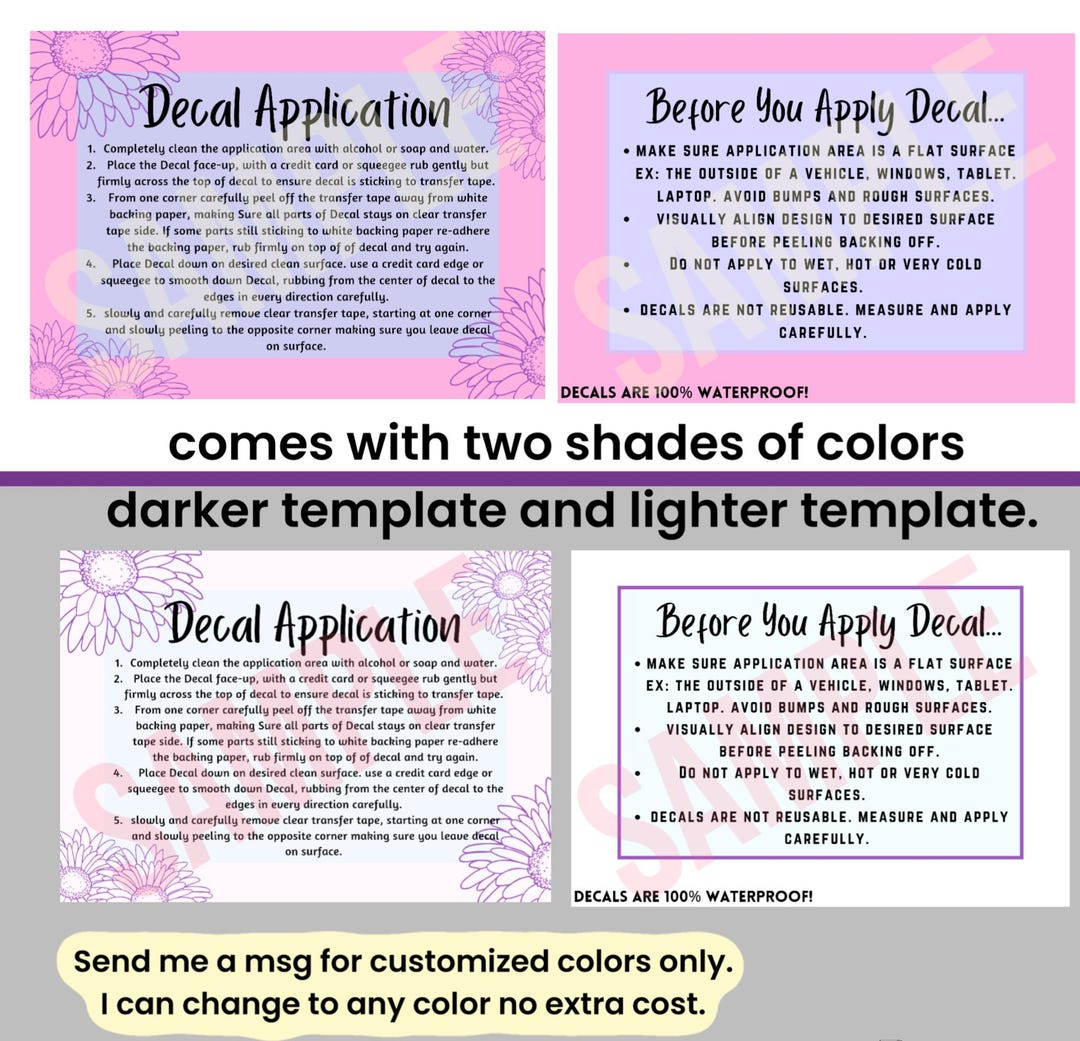 Printable How to Apply Decal Instructions Png| Before Decal Application ...