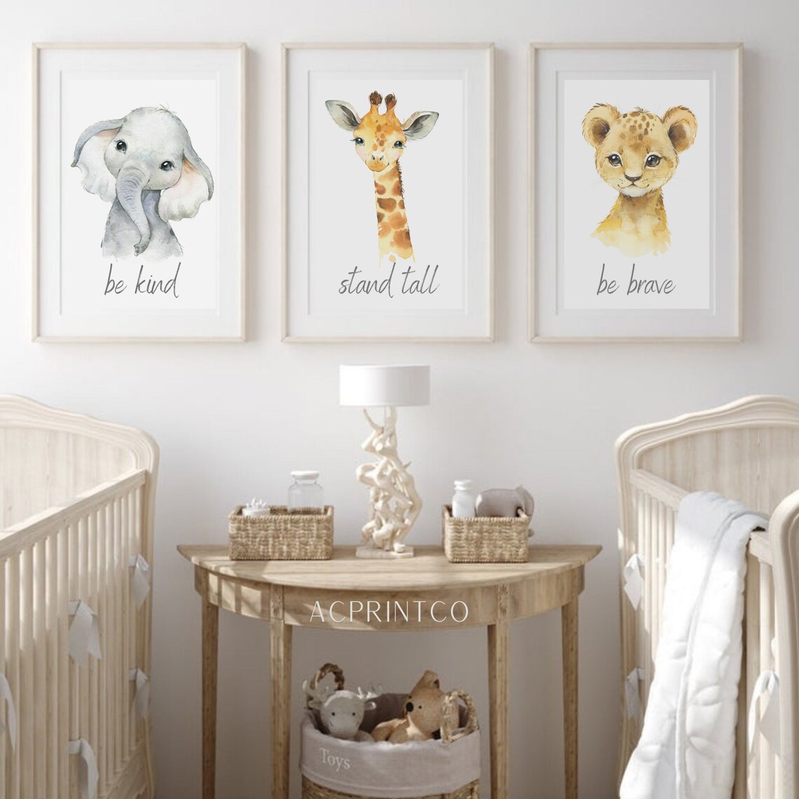 Nursery Safari Animals Set of 3 Nursery Decor Playroom - Etsy