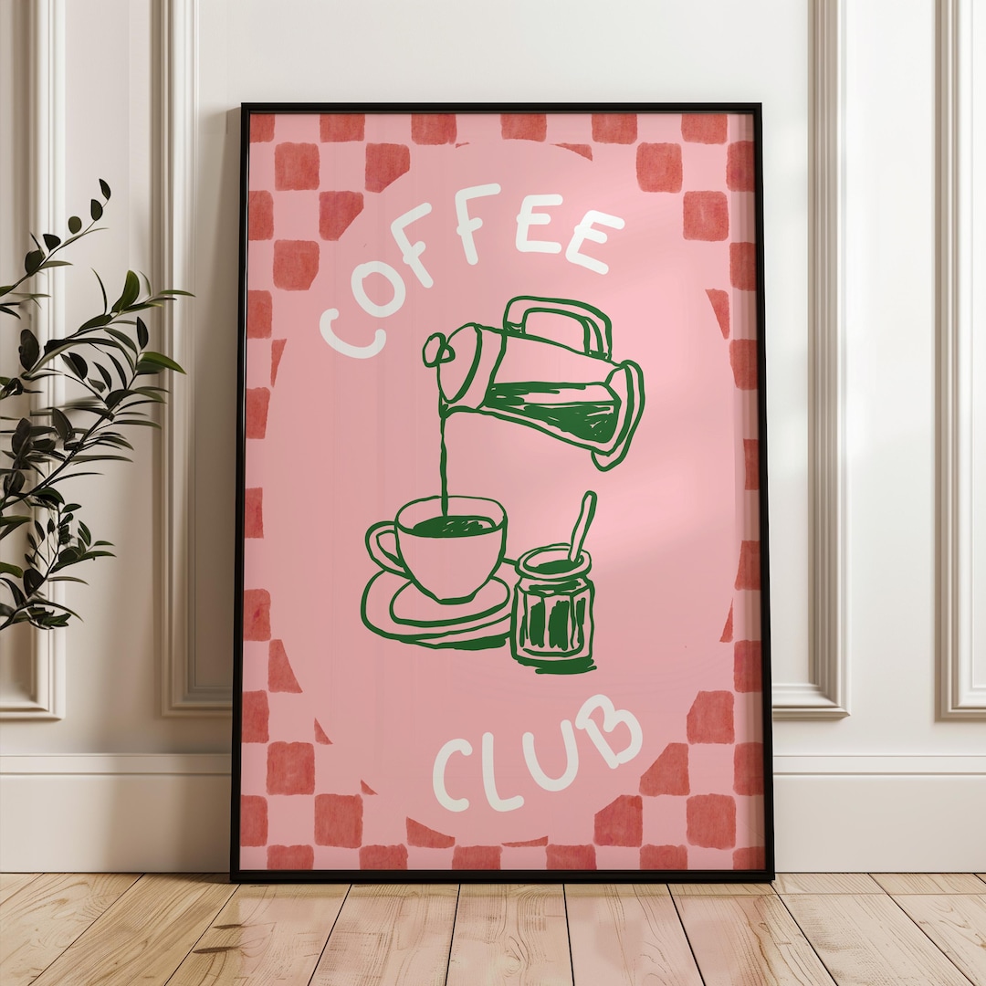 The Coffee Club Print, Retro Kitchen Prints Wall Art Prints for Kitchen ...