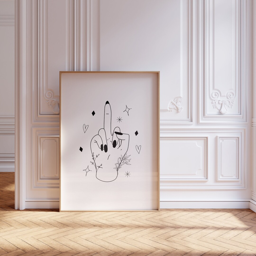 Middle Finger Line Art Print Swearing Print Humorous Print Funny Prints ...