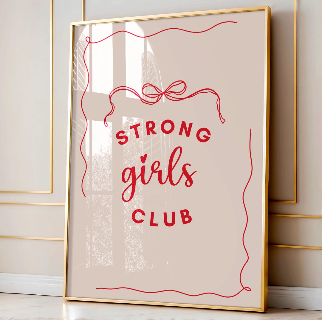 Strong Girls Club Poster - Coquette Prints - Coquette Preppy - Preppy ...