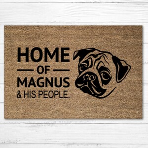 Pug & His People Dog Doormat Rug, Funny Doormat, Custom Door Mat ...