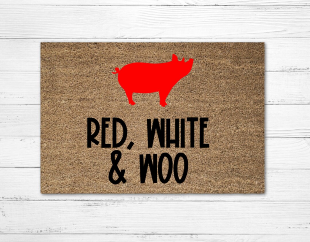 Red, White and Woo Doormat Rug, Arkansas Razorback Doormat, Funny Door ...
