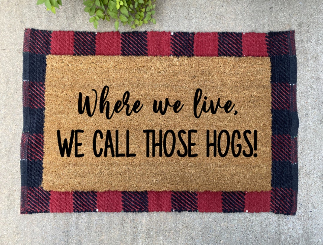 Where We Live, We Call Those Hogs! Doormat Rug, Arkansas Razorbacks ...