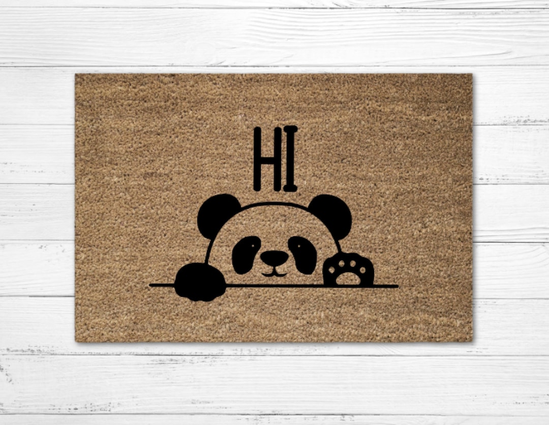 Hi Panda Doormat Rug, Custom Welcome Mat, Panda Door Mat, Konnichiwa ...