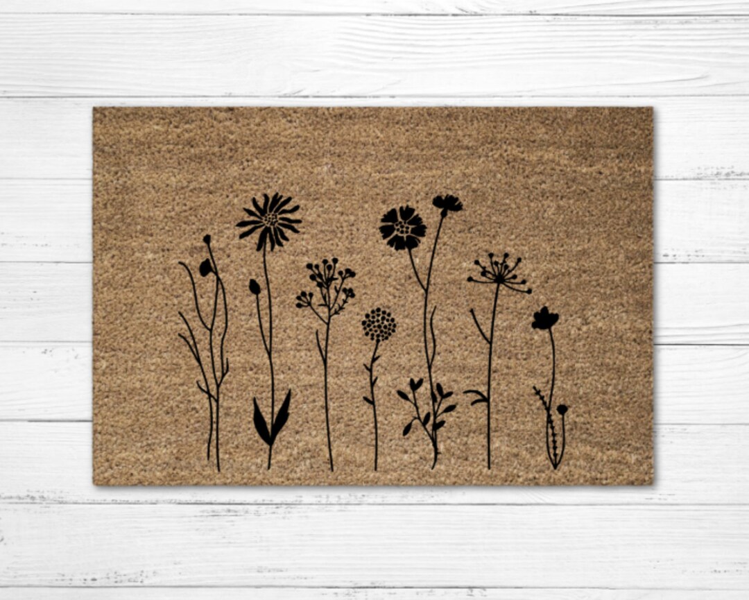 Wild Flower Doormat, Custom Welcome Mat, Flower Door Mat, Wedding Gift ...