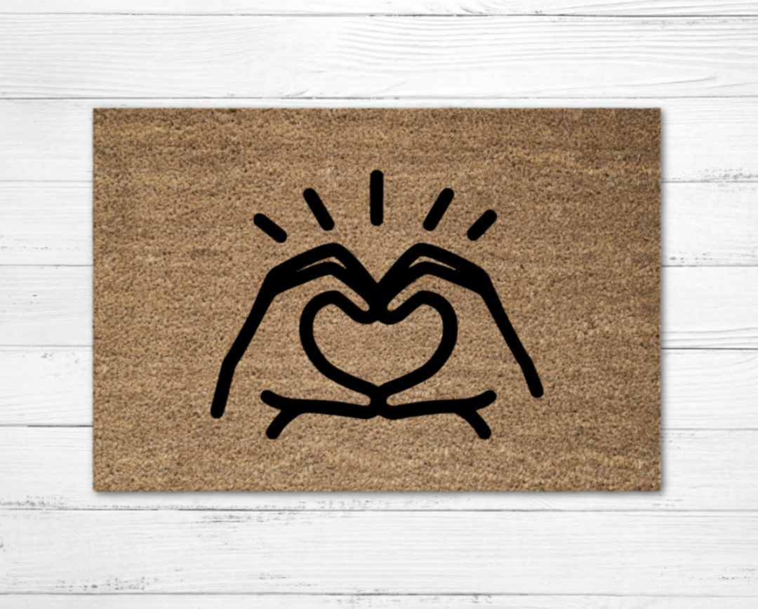 Heart Hands Emoji Doormat Rug, Welcome Doormat, Custom Door Mat ...