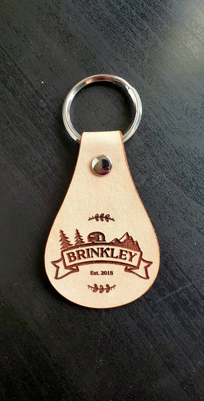 Leather Keychain Personalized Camping Outdoors Adventure - Etsy