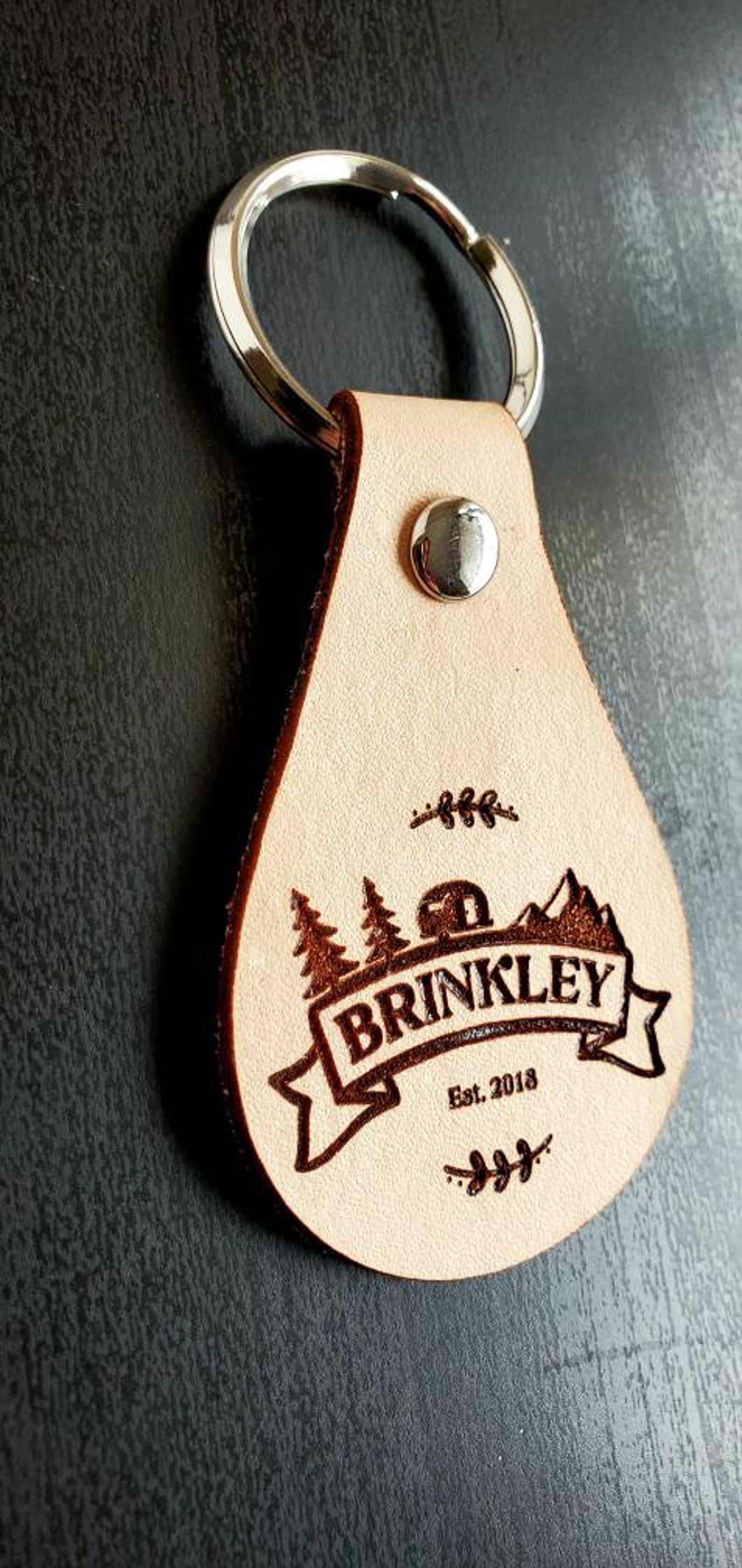 Leather Keychain Personalized Camping Outdoors Adventure - Etsy