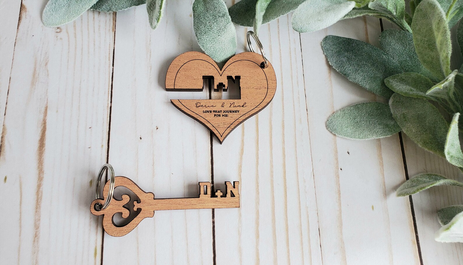 Custom Couple Keychain Set Heart and Key Keychain | Etsy