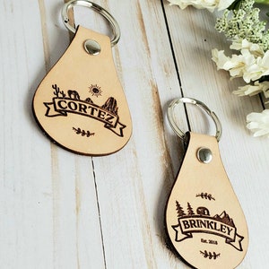 Leather Keychain | Personalized Camping, Outdoors, Adventure | High ...