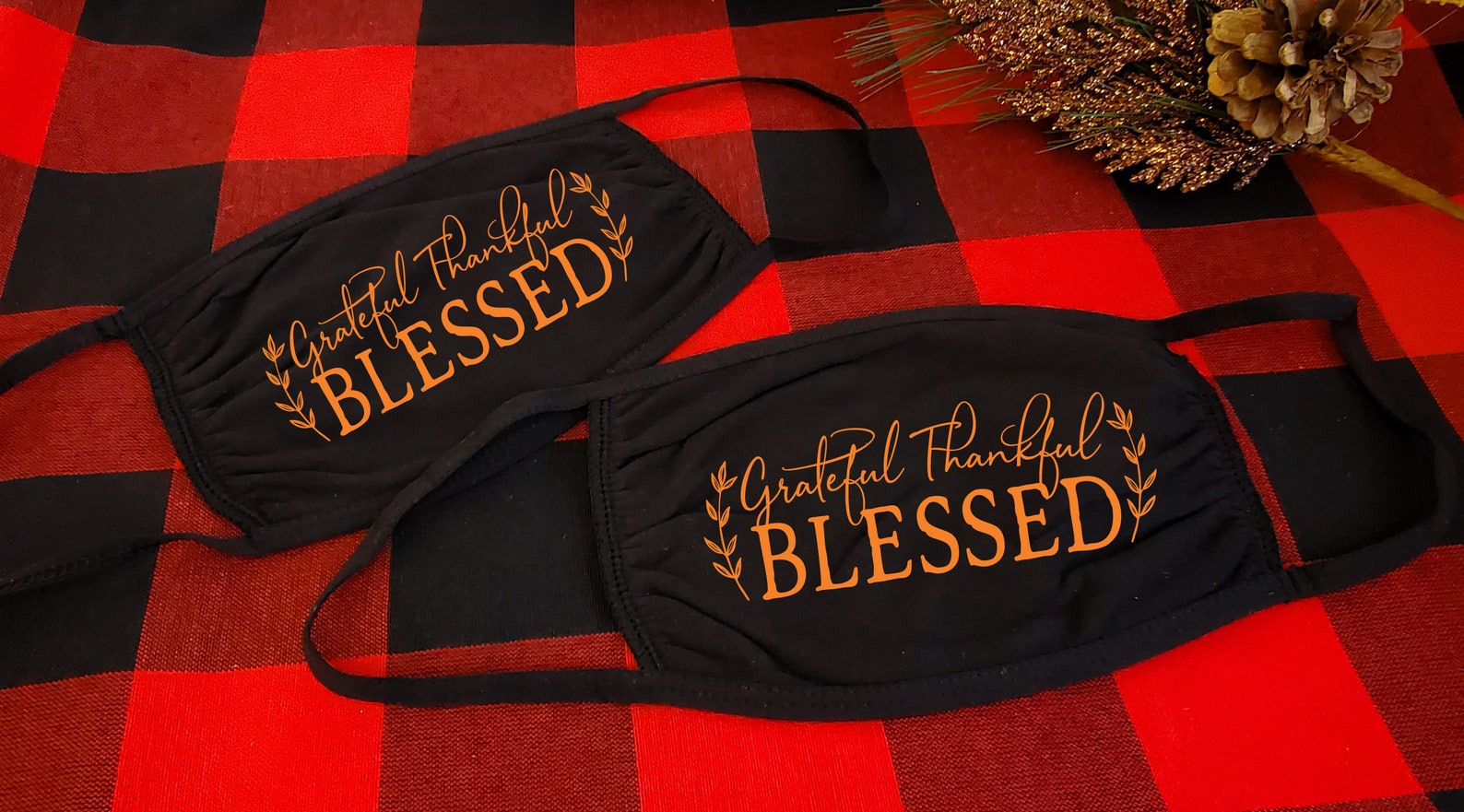 Thanksgiving Face Mask Grateful Thankful Blessed Holiday - Etsy