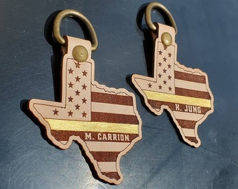 Leather Keychain Texas | Etsy