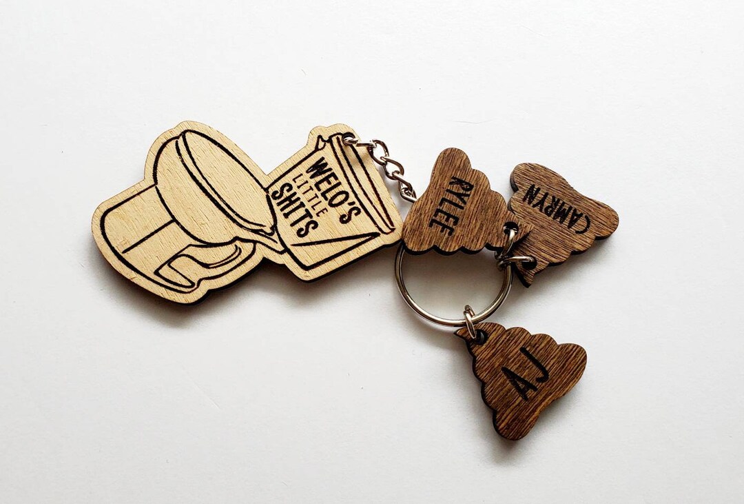 Custom Wood Keychain, Funny Poop Keychain for Dad, Stepdad, Grandpa ...