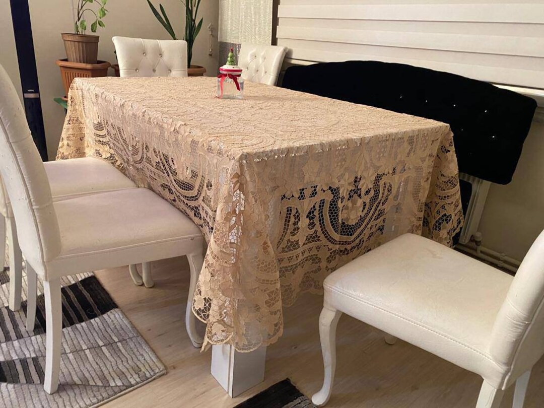 Vintage Lace Tablecloth, Victorian Lace Tablecloth, French Custom Fine ...