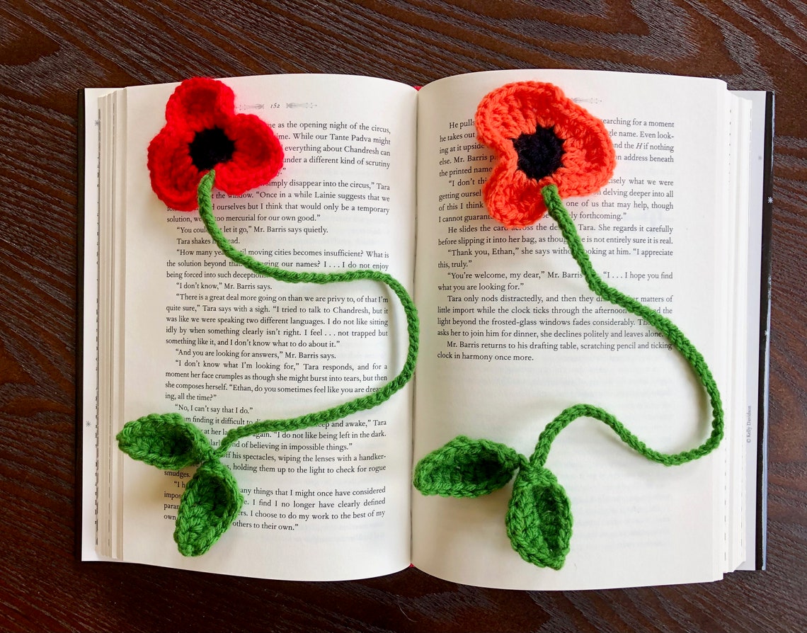 Poppy Bookmark Crochet PDF Pattern Beginner Simple Easy - Etsy Canada