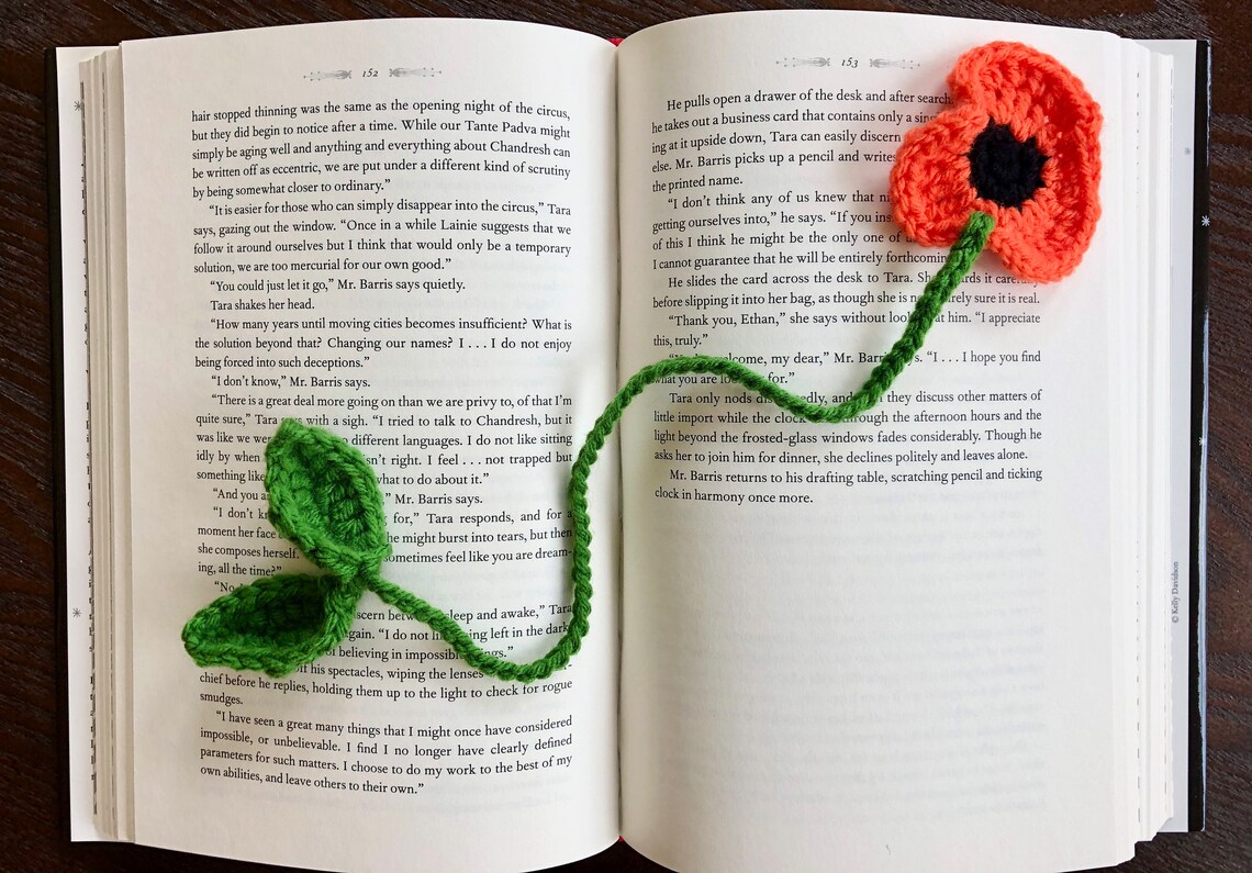 Poppy Bookmark Crochet PDF Pattern Beginner Simple Easy - Etsy