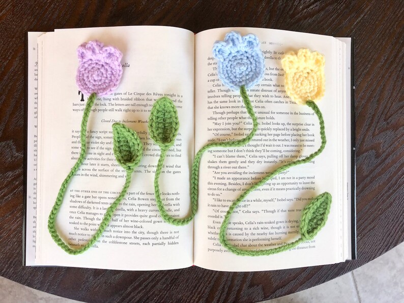 Wisteria Zinnia and Tulip Flower Bookmark Crochet PDF - Etsy