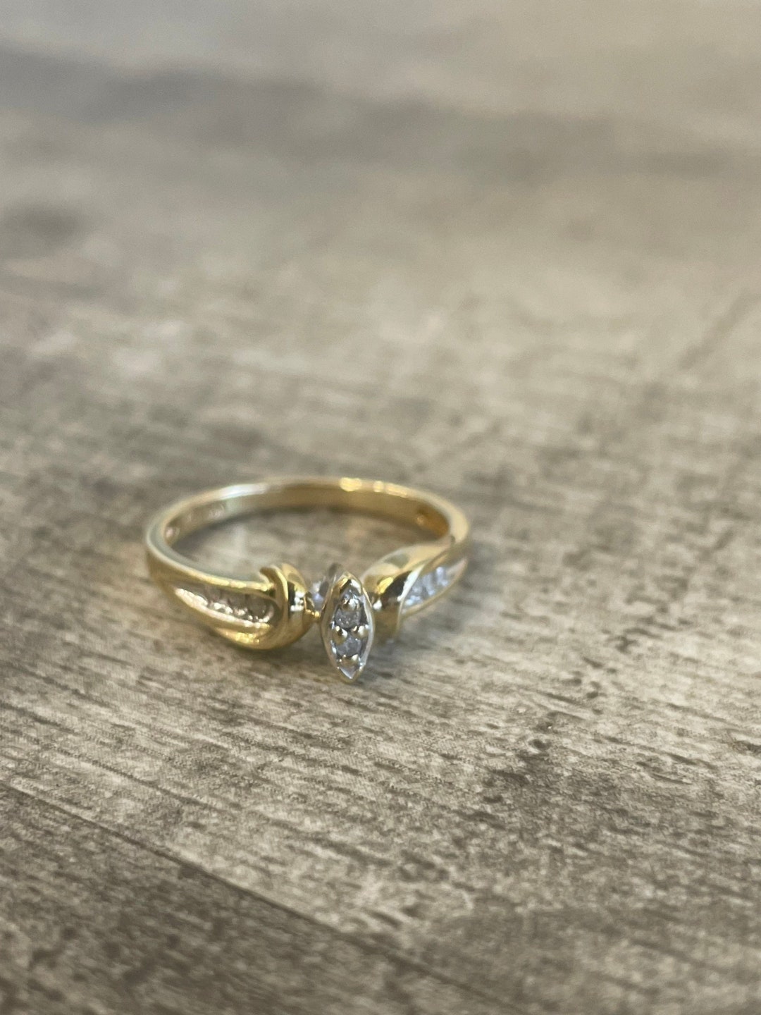 10k Yellow Gold Diamond Marquise Style Ring - Etsy