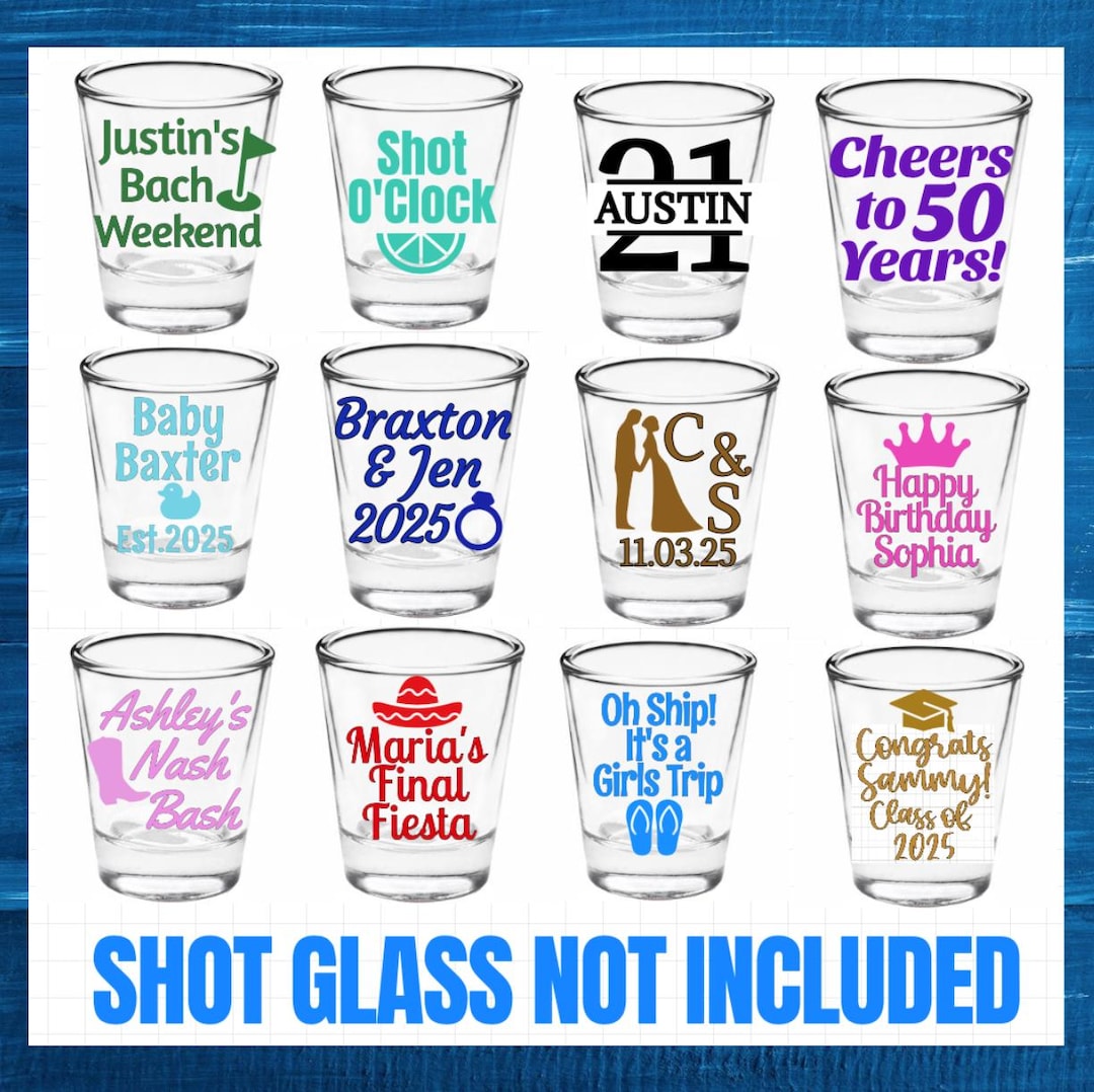 Custom Shot Glass Vinyl Decals - Etsy